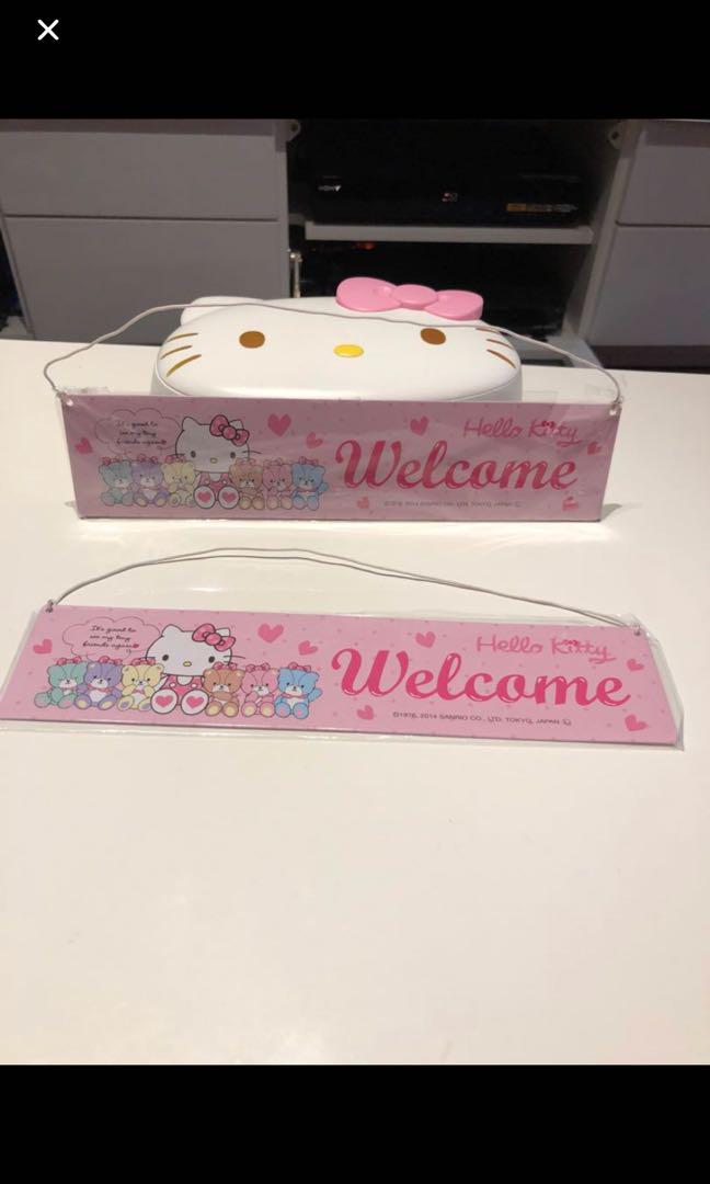 Hello Kitty Decoration Welcome Sign, Luxury, Bags & Wallets on Carousell