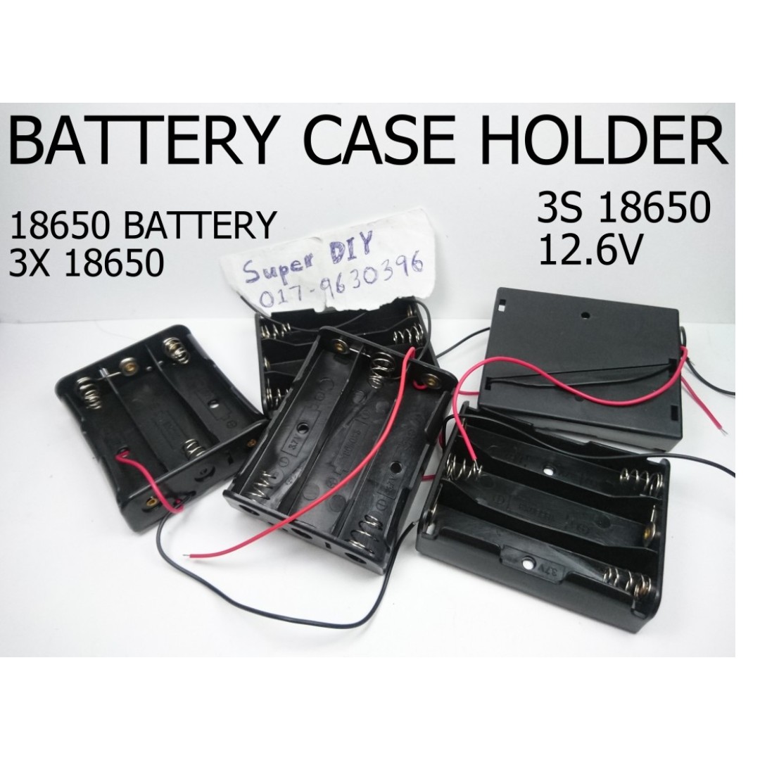 Battery case holder 18650 3S 12.6V Spring 3x18650, TV & Home Appliances ...