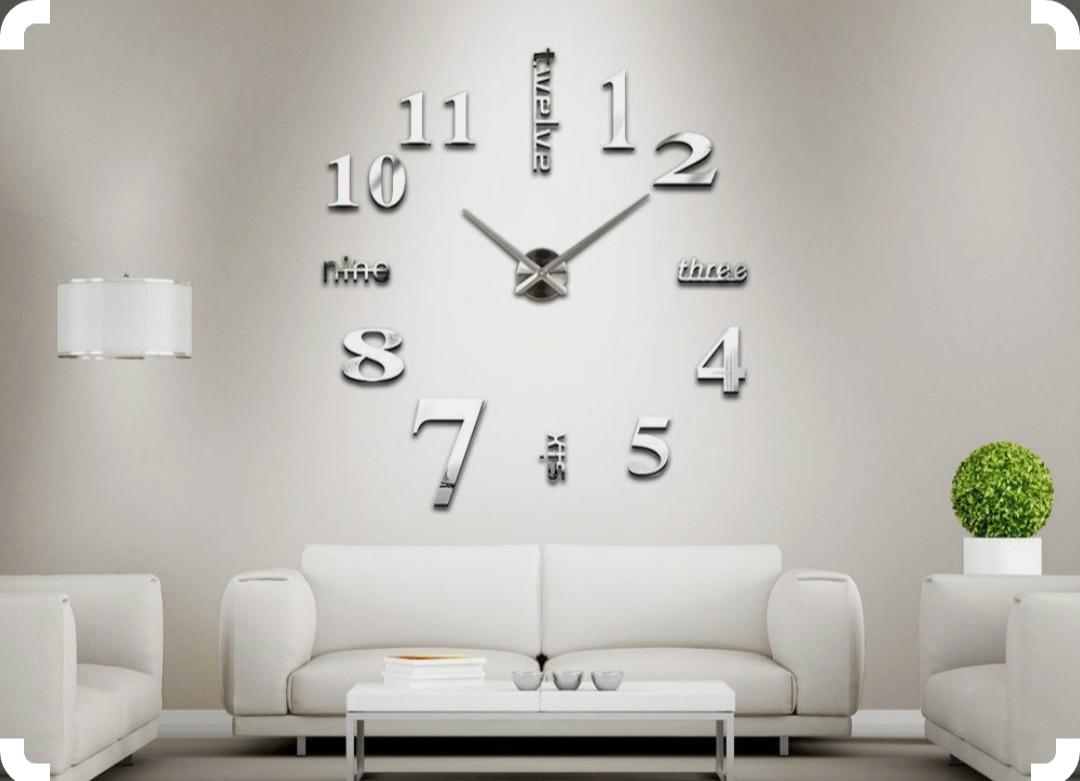 DIY Modern Frameless wallclock, Furniture & Home Living, Home Decor ...