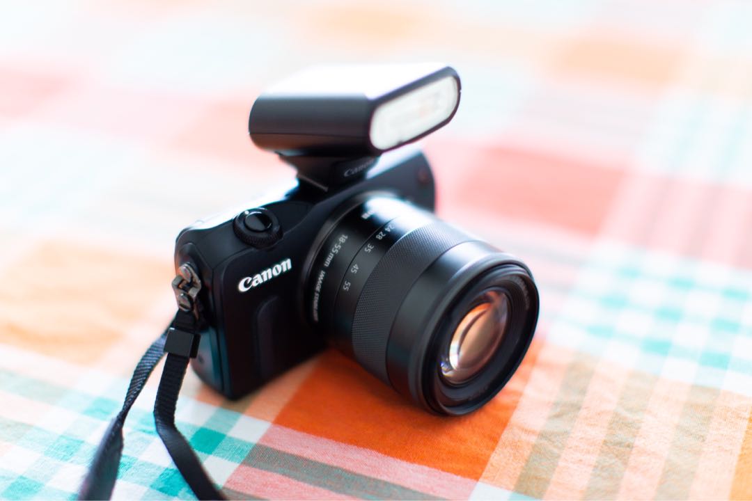 Canon EOS M + 18-55mm IS STM Lens + Speedlite 90EX External Flash ...