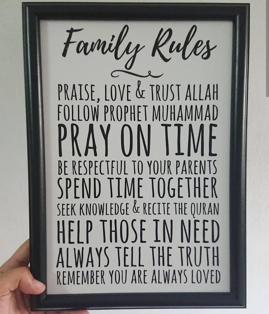'Islamic Family Rules' Wall Frame, Design & Craft, Art & Prints on ...