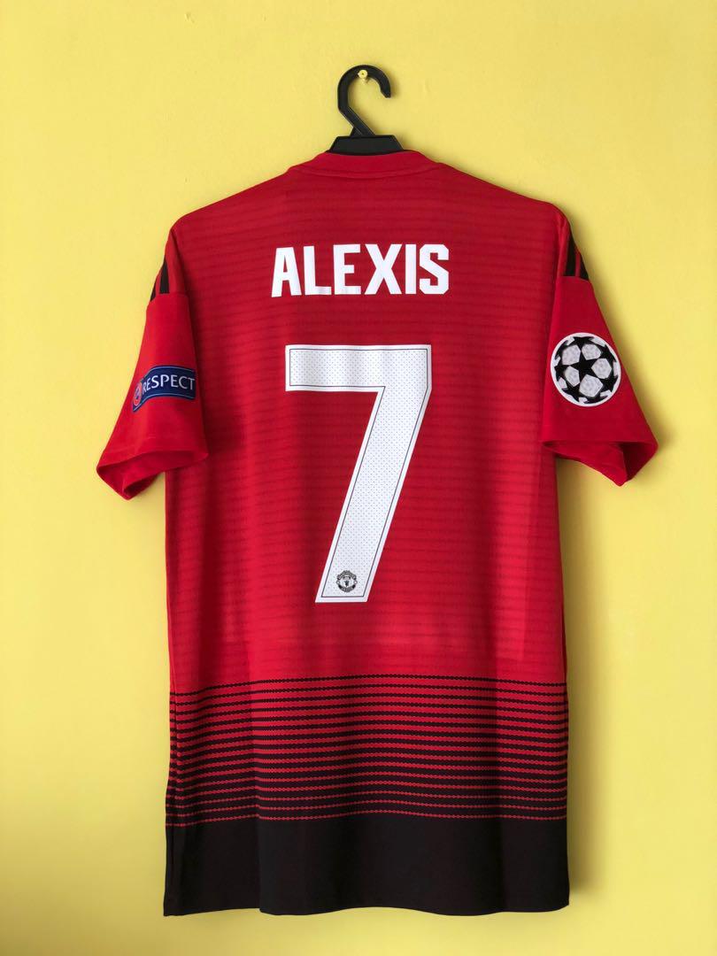 Manchester United 18/19 Home Jersey Full Set with UCL Patches ALEXIS 7 ...