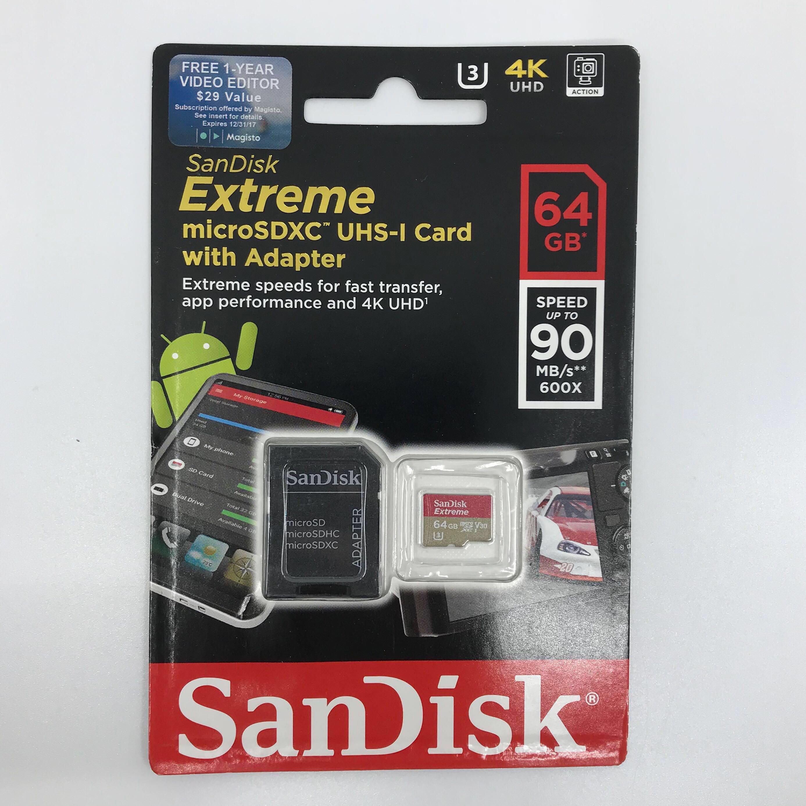 SanDisk Extreme PLUS MicroSDXC Card 64GB, Class 10, U3,
