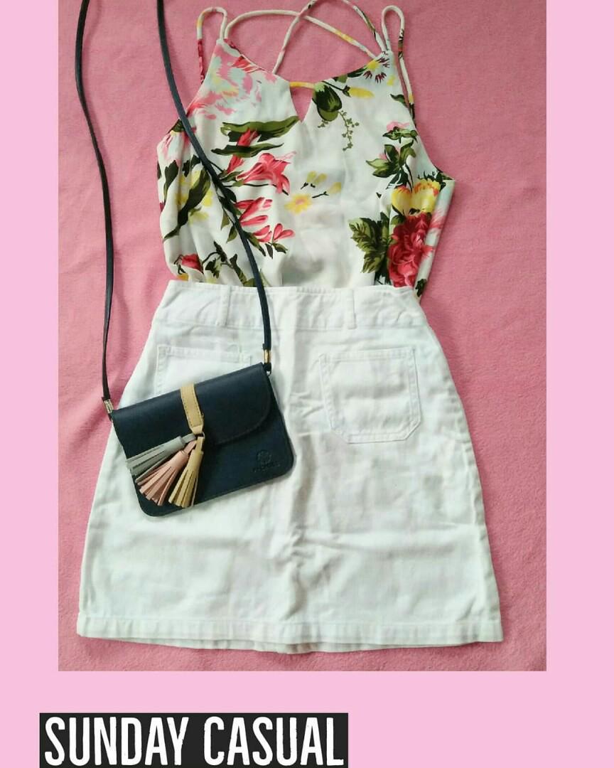 Sexy sleeveless top and white korean palda (see description), Women's ...