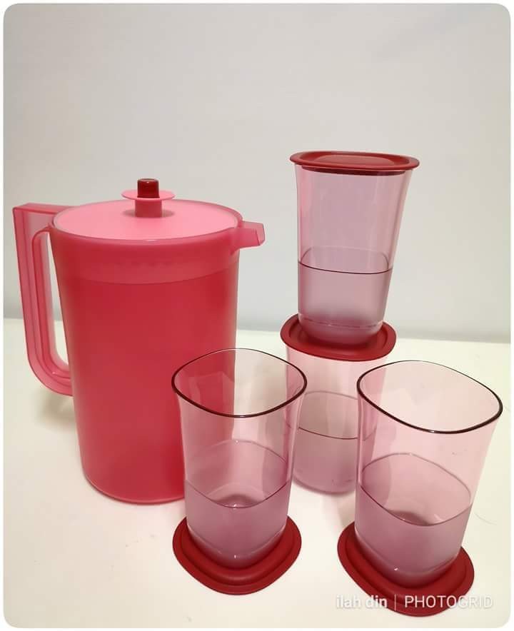 Tupperware pitcher 2 liter & tall glass, Furniture & Home Living ...