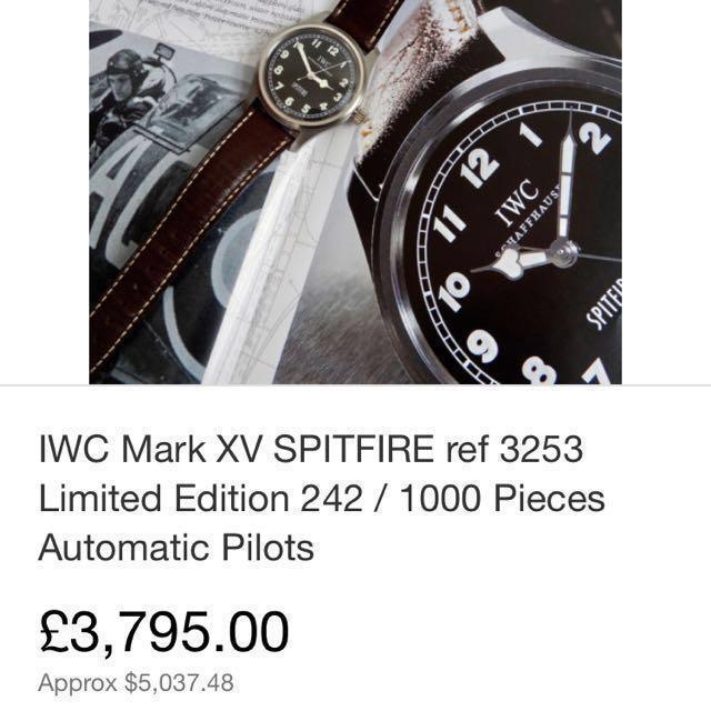 IWC Mark XV Spitfire Limited Edition 876/1000, Mobile Phones & Gadgets ...