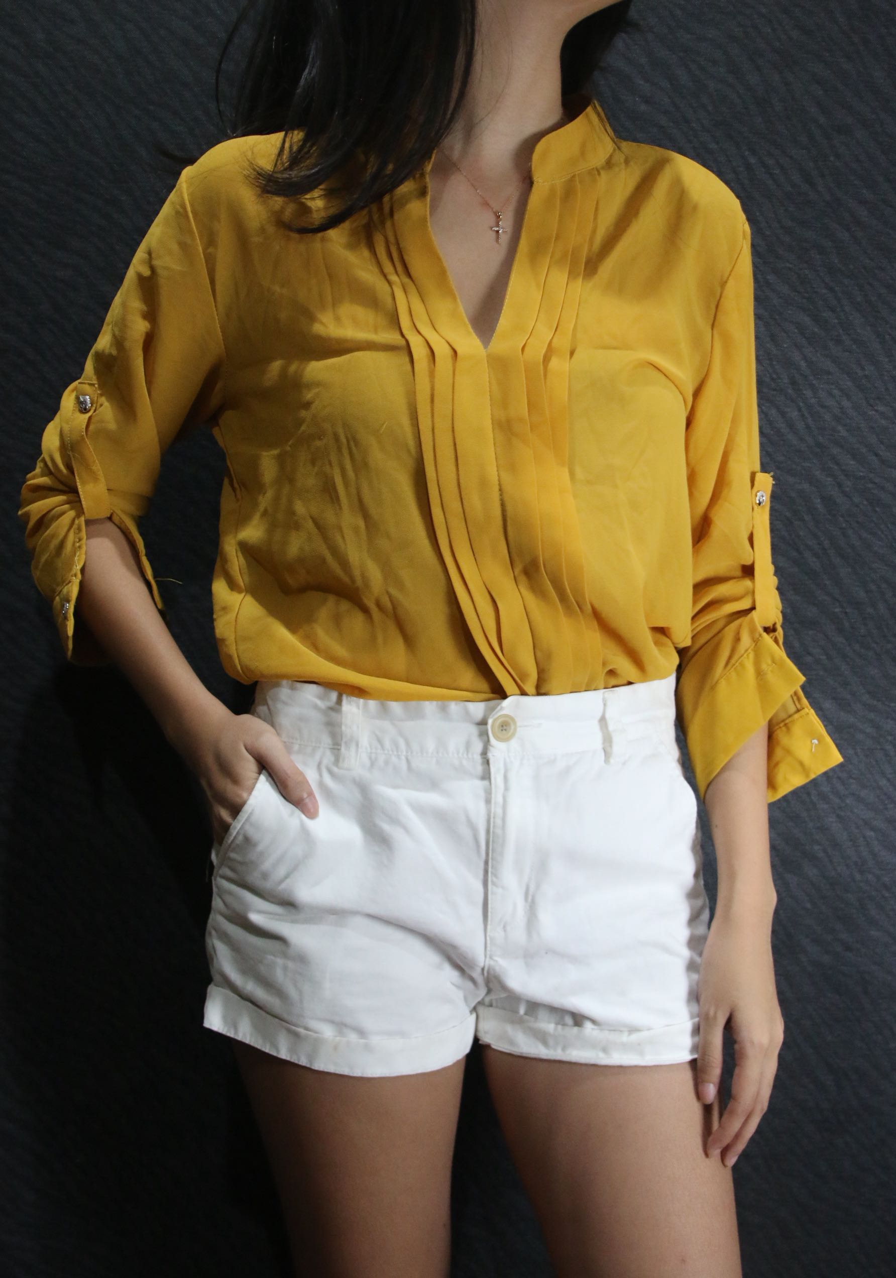 Mustard yellow blouse, Women's Fashion, Tops, Blouses on Carousell