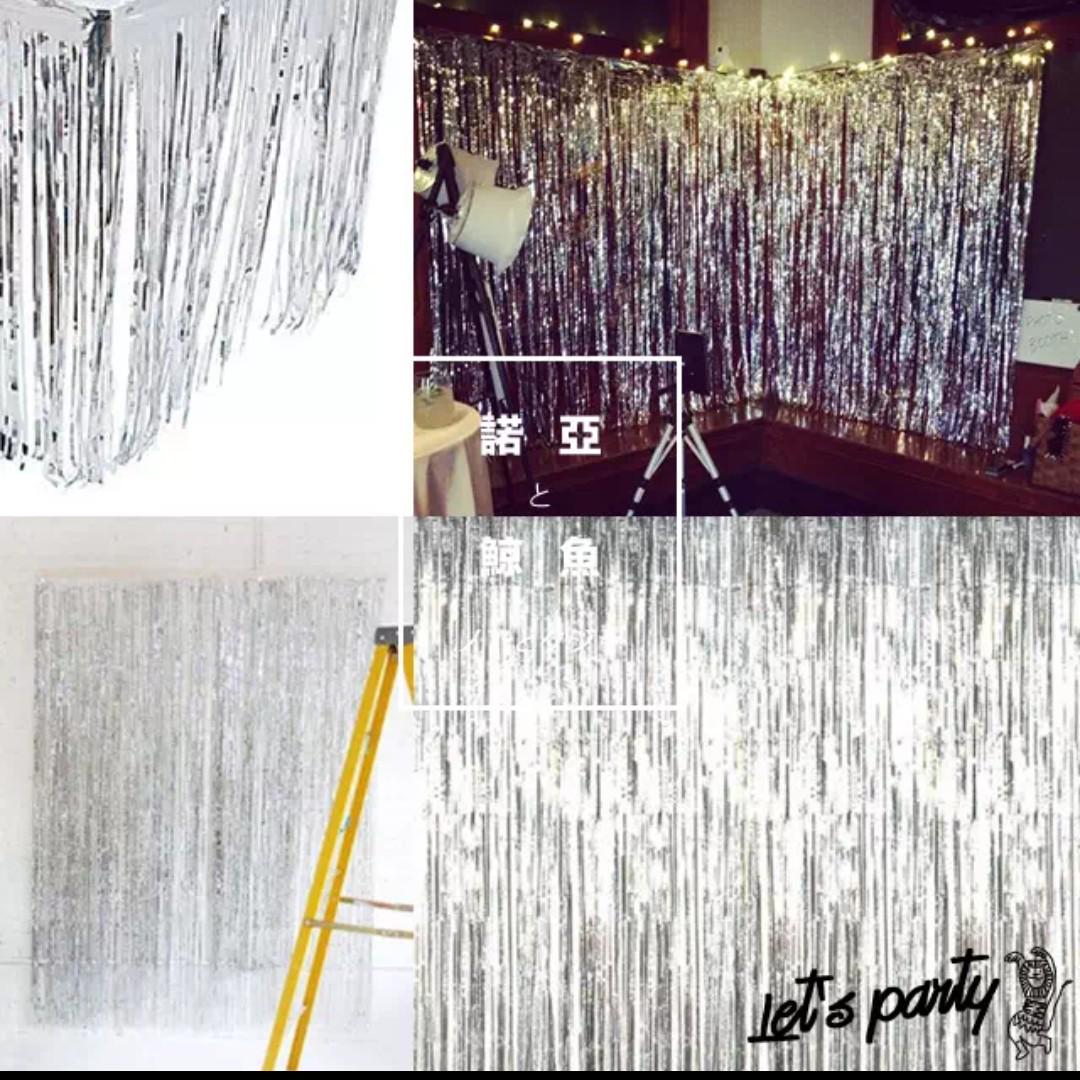 Silver Foil Curtain Backdrop, Everything Else on Carousell
