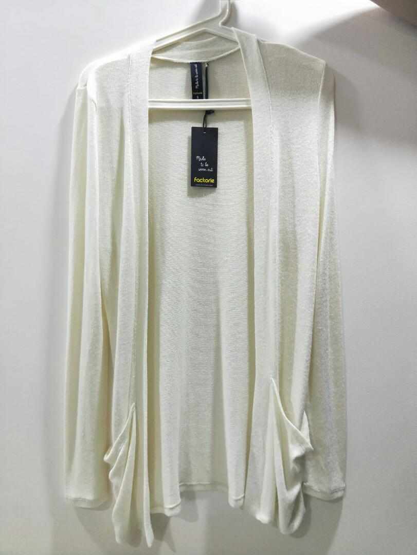 Factorie White Cardigan, Women's Fashion, Coats, Jackets and Outerwear ...