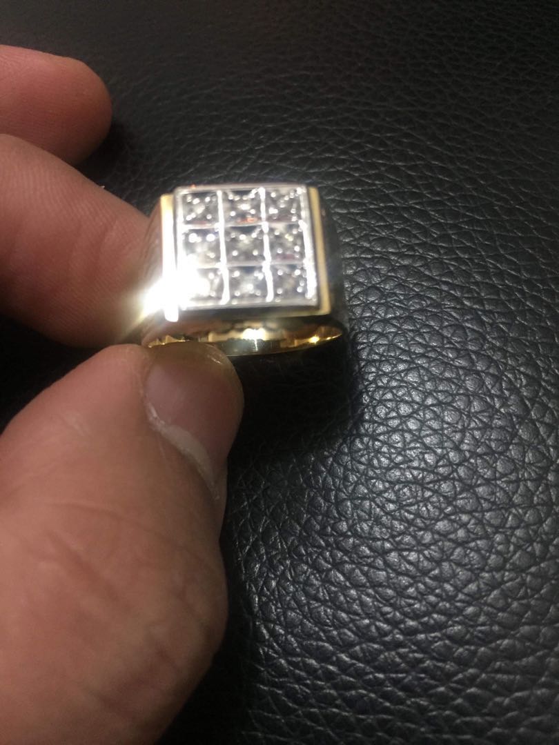 Gold diamond ring domino, Men's Fashion, Watches & Accessories, Jewelry ...