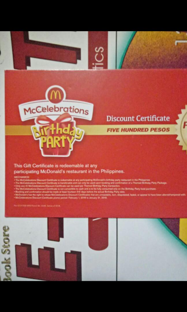 Mcdo mcdonalds discount gift voucher, Tickets & Vouchers, Vouchers on ...