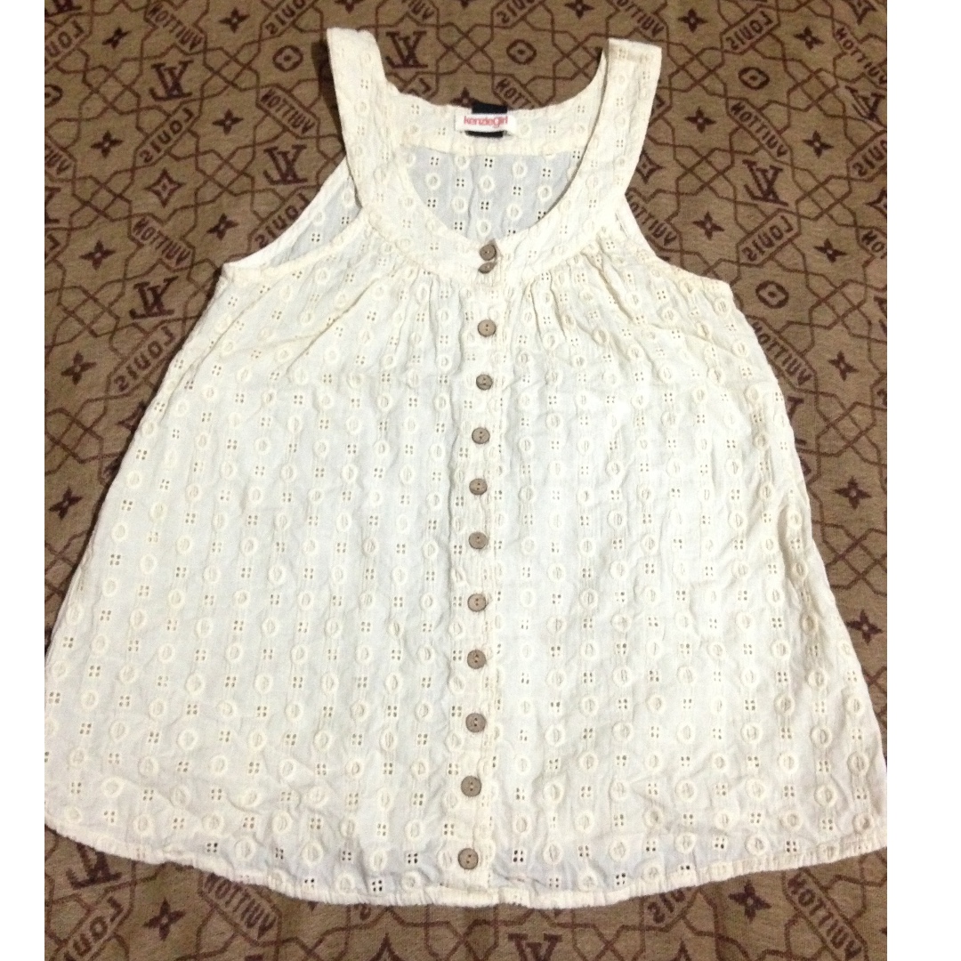 Off white button down halter top, Women's Fashion, Tops, Sleeveless on ...