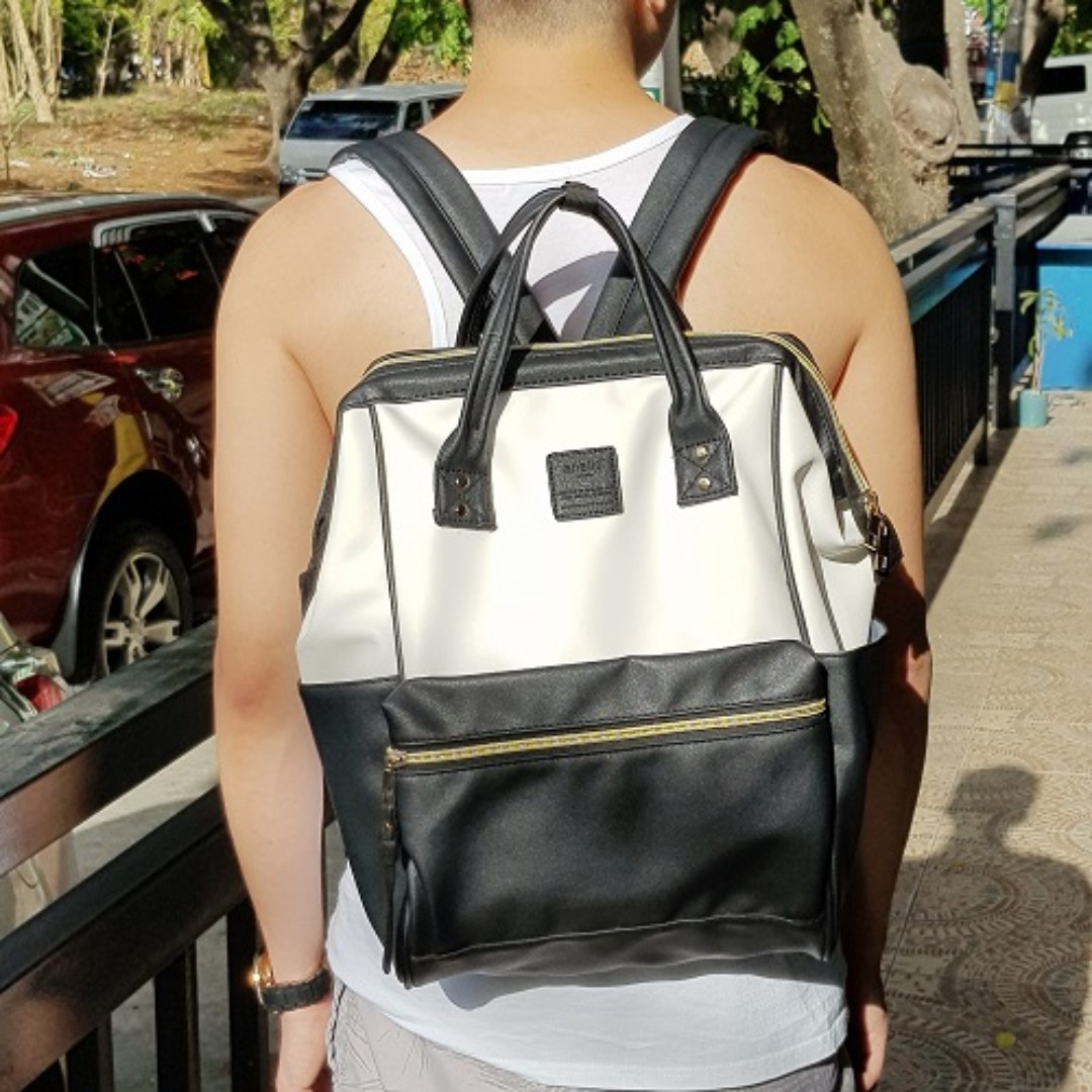 Anello Leather Backpack - Black & White, Men's Fashion, Watches ...