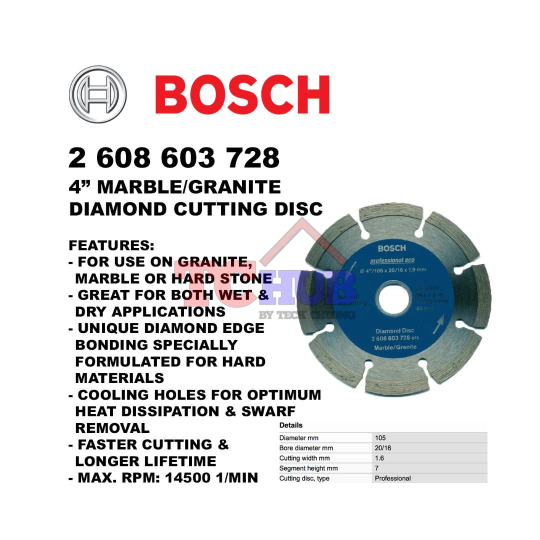 Bosch 2 608 603 728 4Inch Marble/Granite Diamond Cutting Disc ...