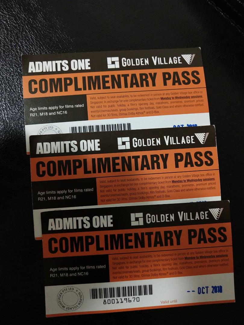 Golden Village Movie Ticket, Tickets & Vouchers, Vouchers on Carousell