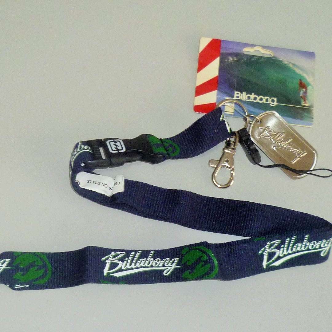 Original ! Billabong Arcade Lanyard Key Chain / ID Card with metal logo ...