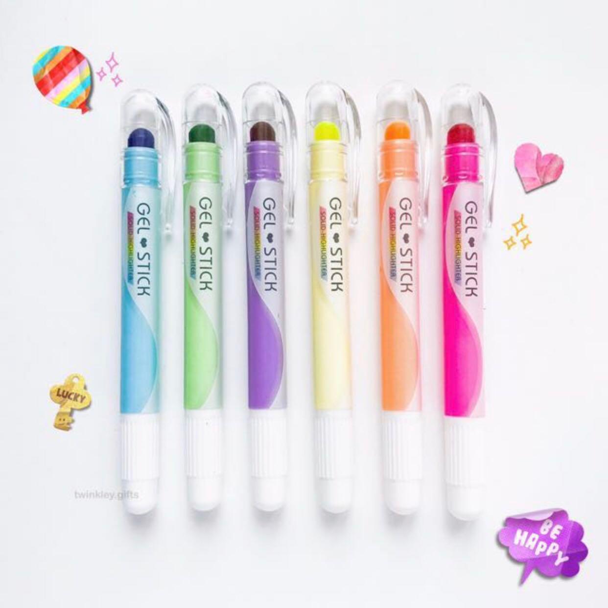 Rainbow Solid Highlighter Gel Stick Dry Highlighter Twist Crayons ...