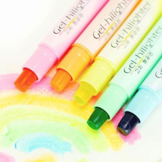 Rainbow Solid Highlighter Gel Stick Dry Highlighter Twist Crayons ...