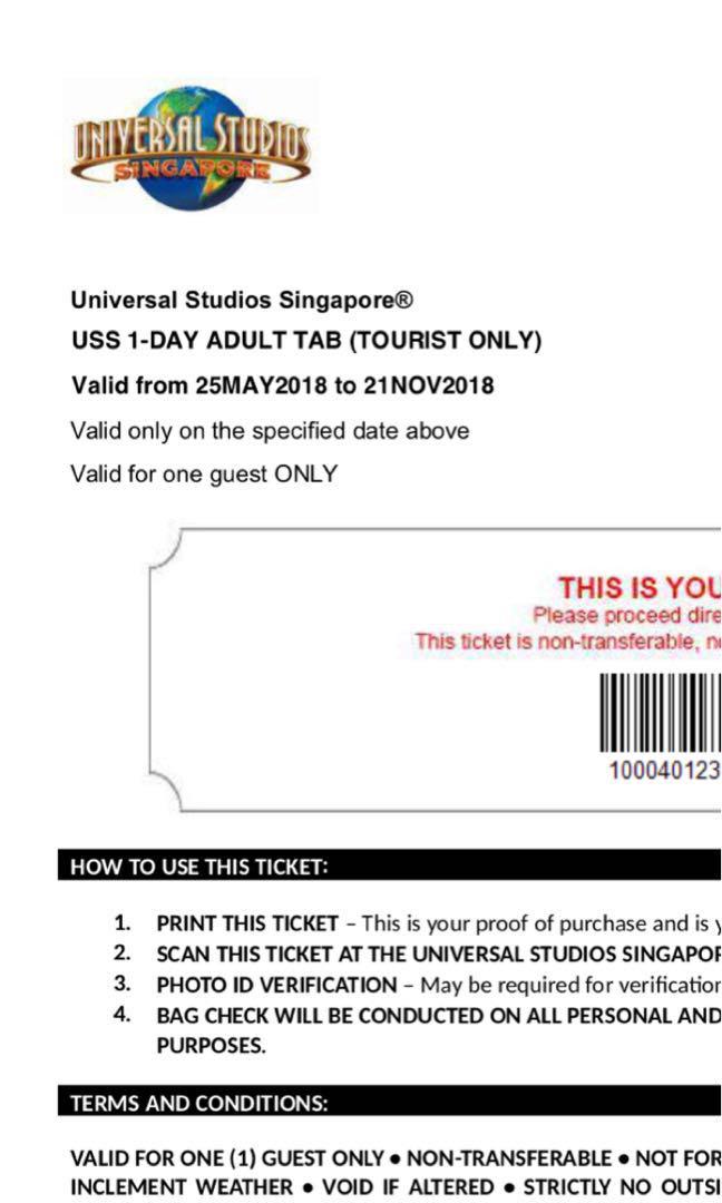 USS Ticket, Tickets & Vouchers, Event Tickets on Carousell