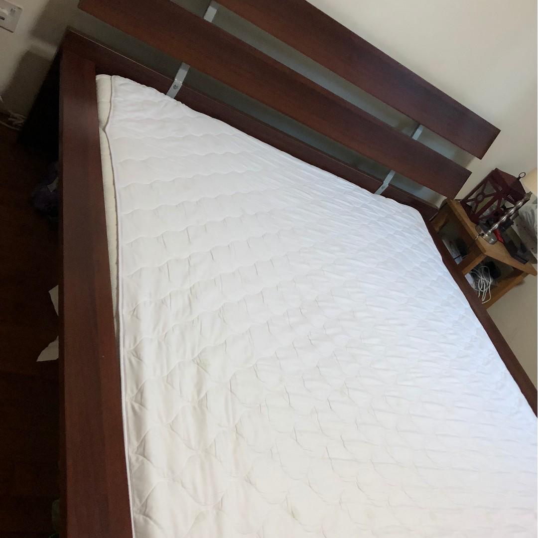 IKEA Hopen Queen bed frame with mattress, Furniture & Home Living ...