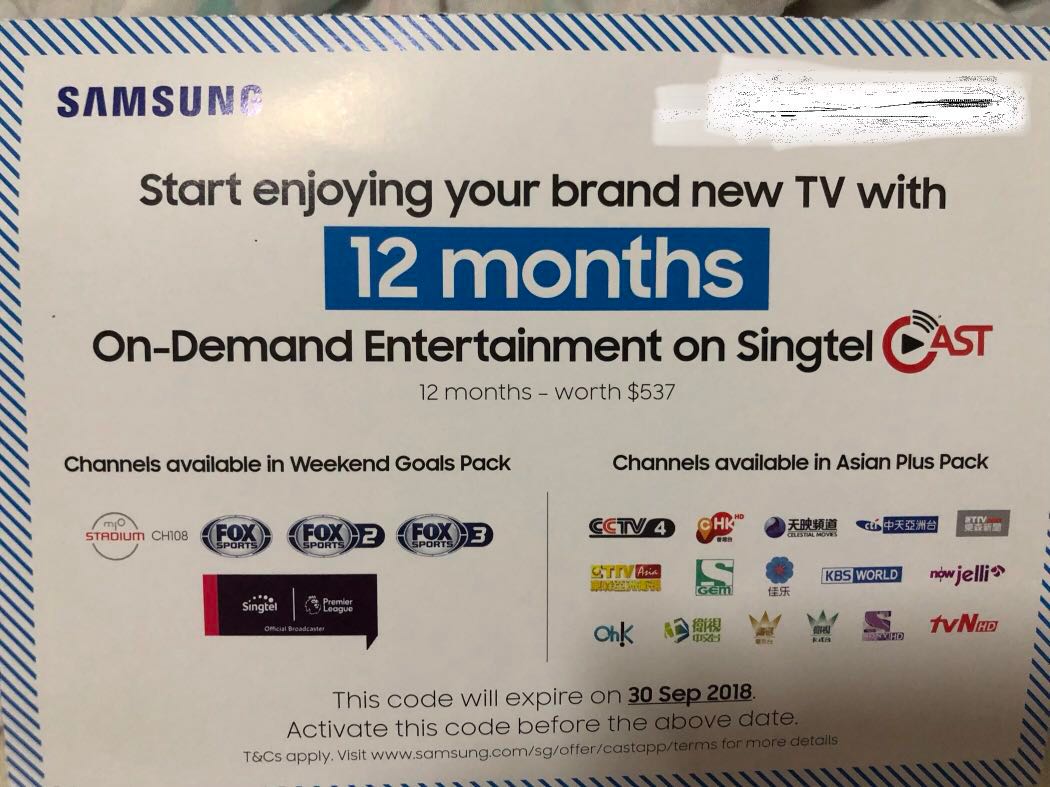 Singtel cast 12 month subscription, Tickets & Vouchers, Vouchers on ...
