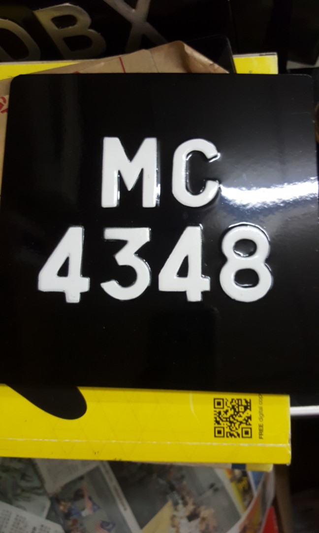 Vespa number plate standard white font, Auto Accessories on Carousell