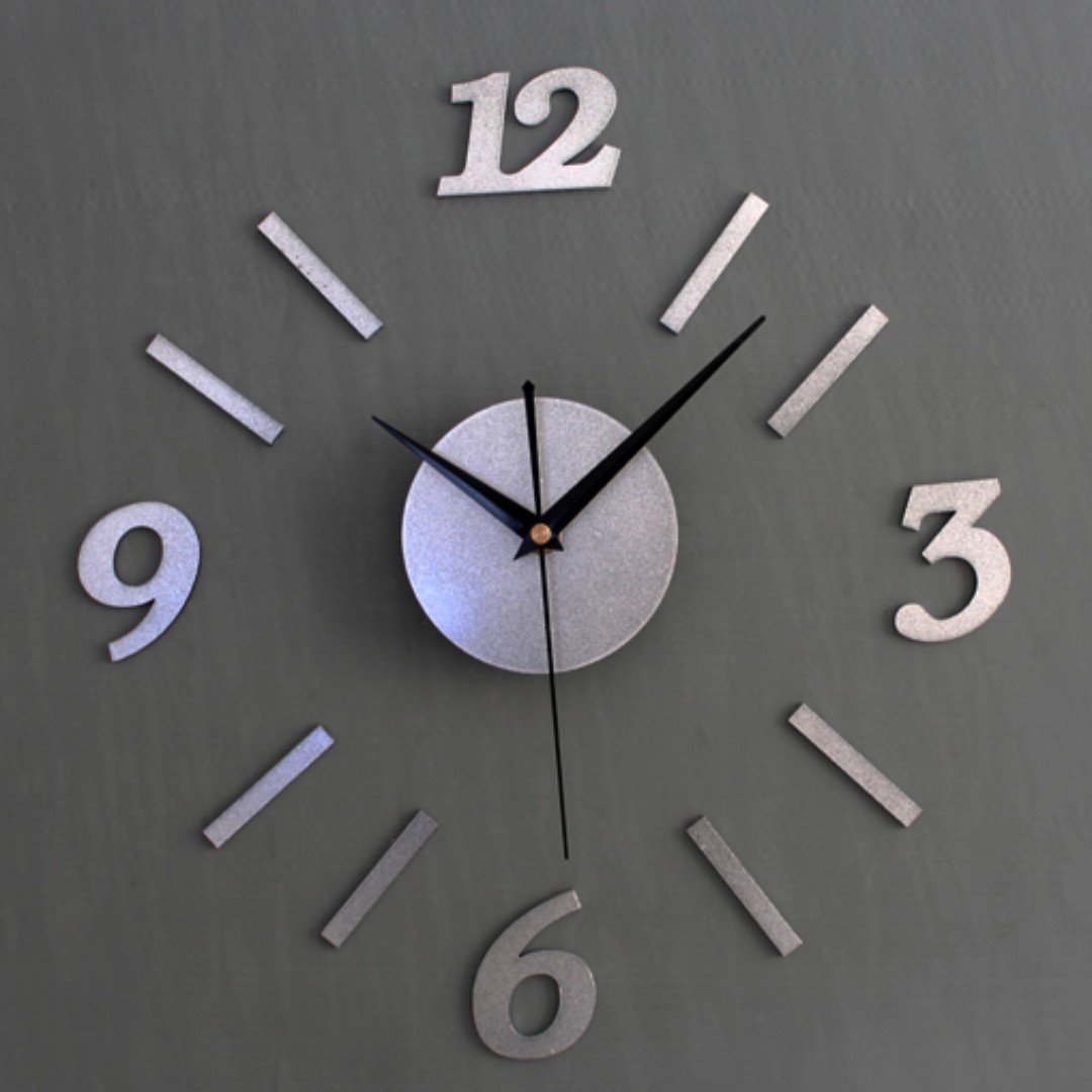 Wall Clock - Basic Blocks w/ #'s (Silver), Furniture & Home Living ...