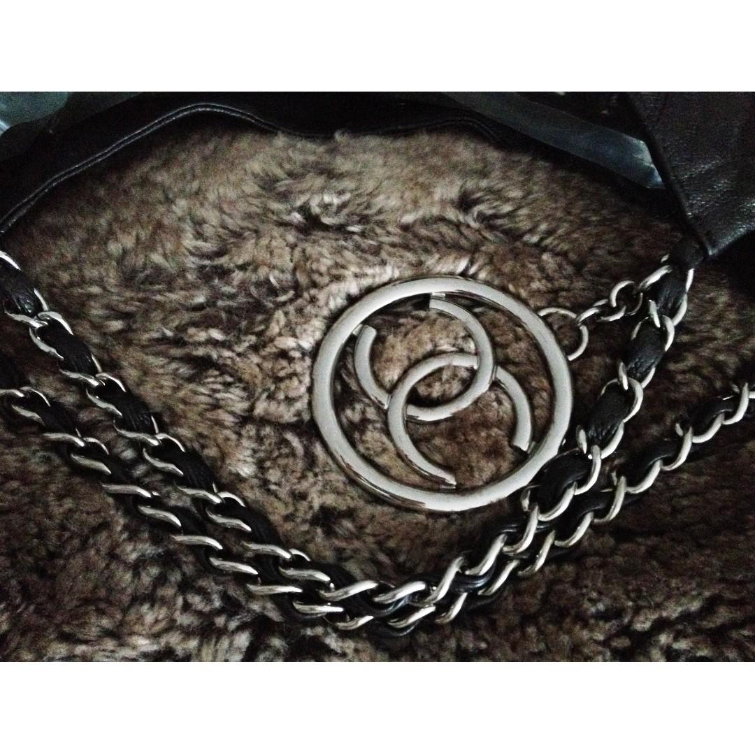 SOLD - CHANEL Black Caviar Silver Chain XL Coco Cabas Hobo Tote ...