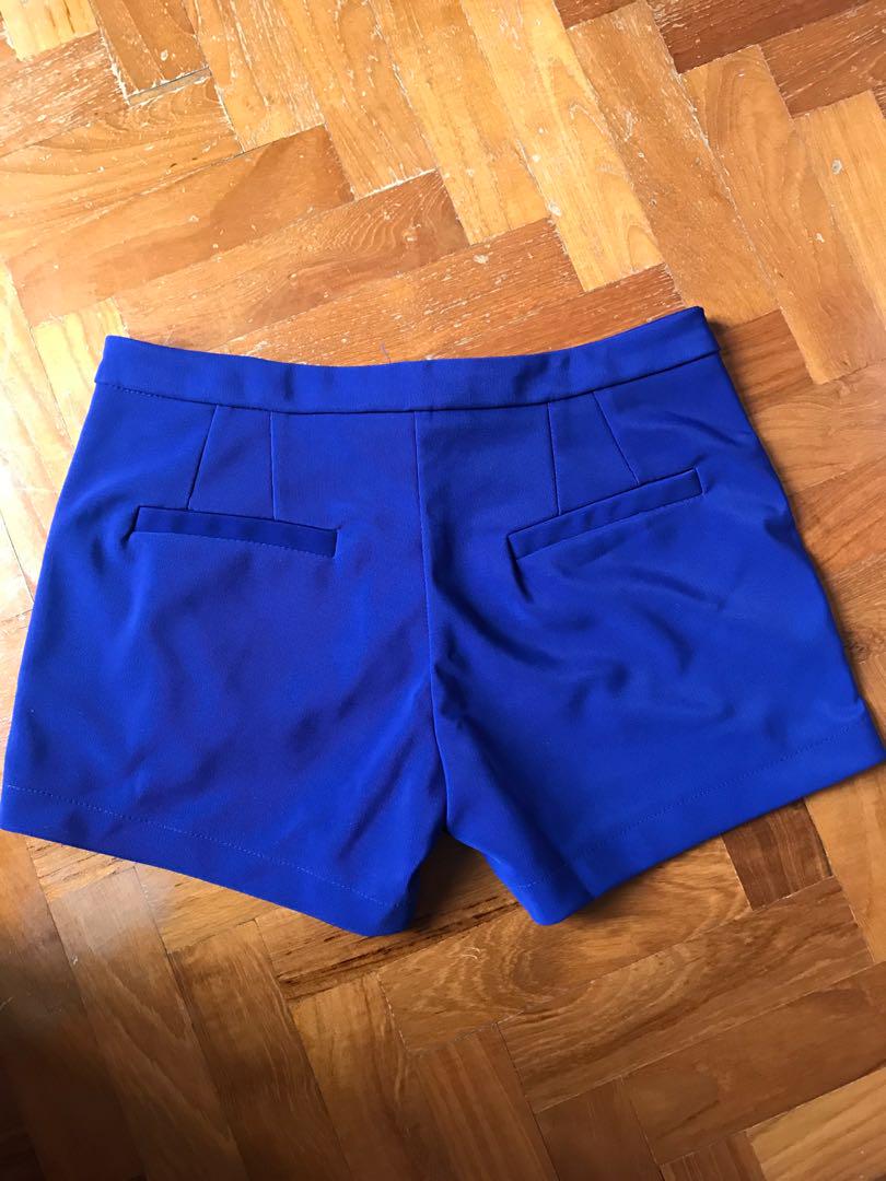 Cobalt Blue Sheen Sleek Shorts, Women's Fashion, Bottoms, Shorts on ...
