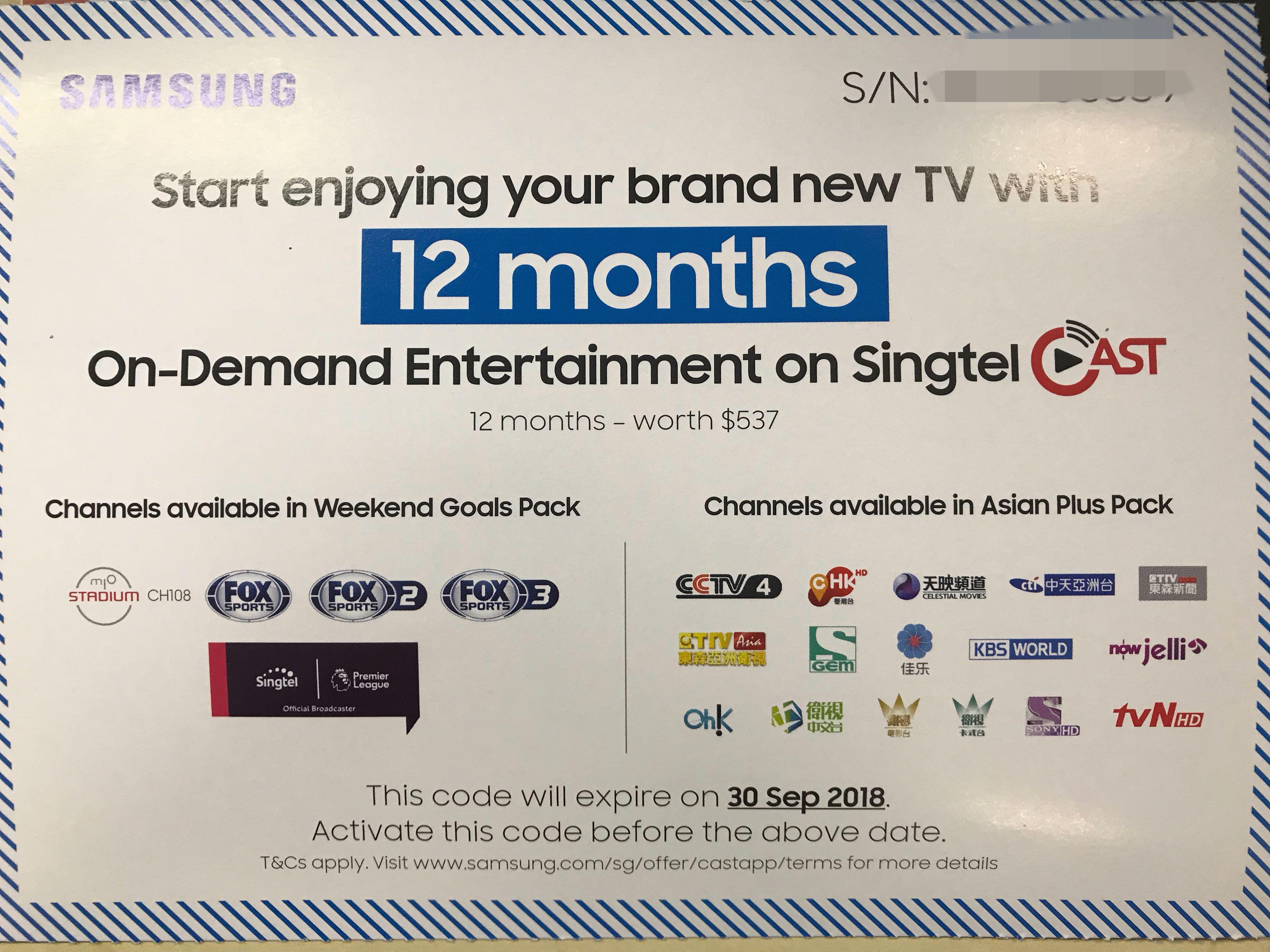 Singtel Cast (12 months) Premier League and Asian Plus Pack, Everything ...