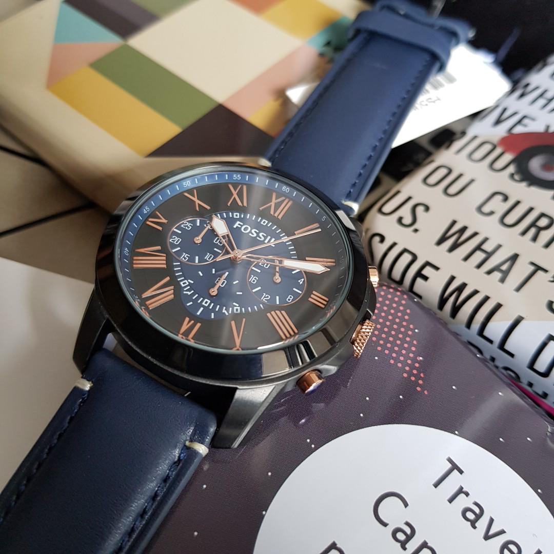 Fossil Grant Chronograph Black and Blue Dial Men's Watch - FS5061 ...