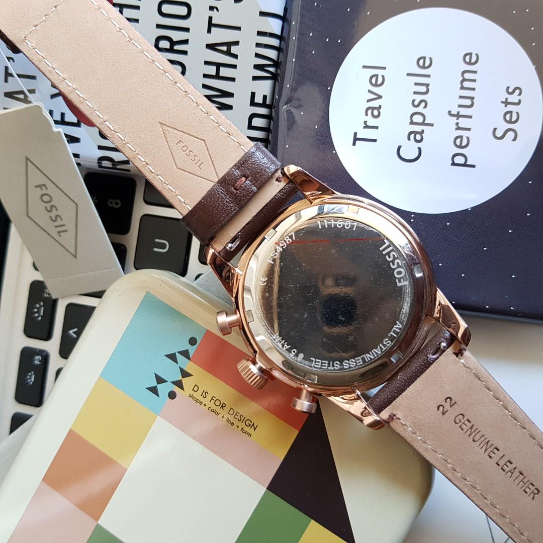 Fossil Townsman Chronograph White Dial Brown Leather Men's Watch ...