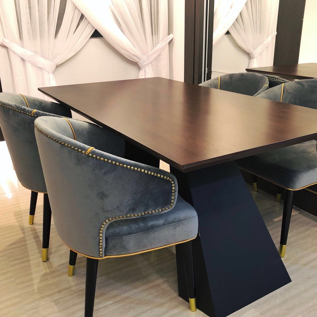 Iron Casted Leg Solid Wood Dining Table, Furniture & Home Living ...