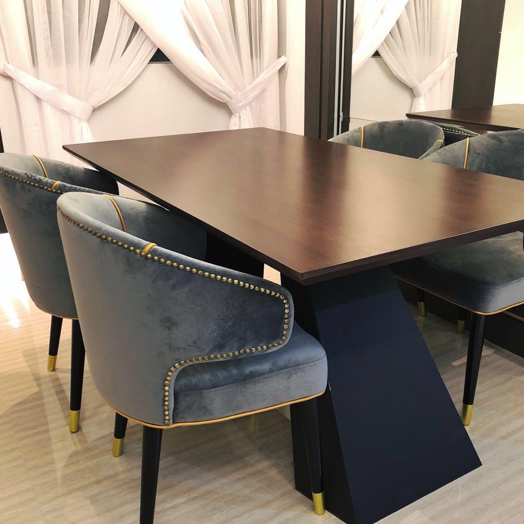 Iron Casted Leg Solid Wood Dining Table, Furniture & Home Living ...