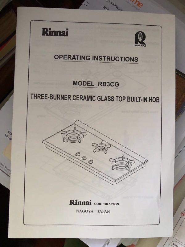 Rinnai RB 3CG Three Burners Ceramic Glass Top Built-In Hob, TV & Home Appliances, Kitchen ...