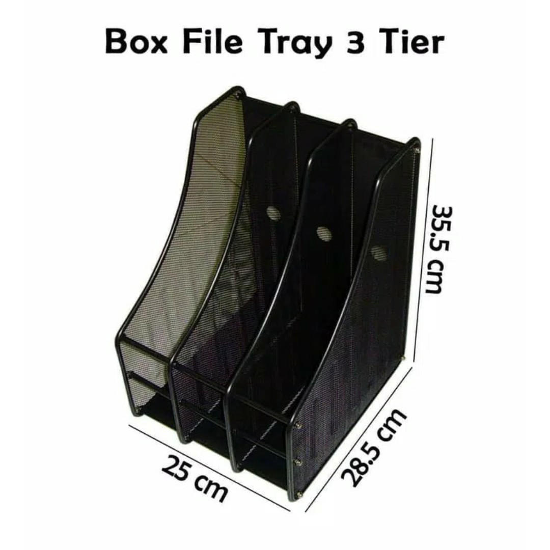 Box File Magazine Case Tray 3 Tier Tempat Dokumen Arsip Majalah Besi ...