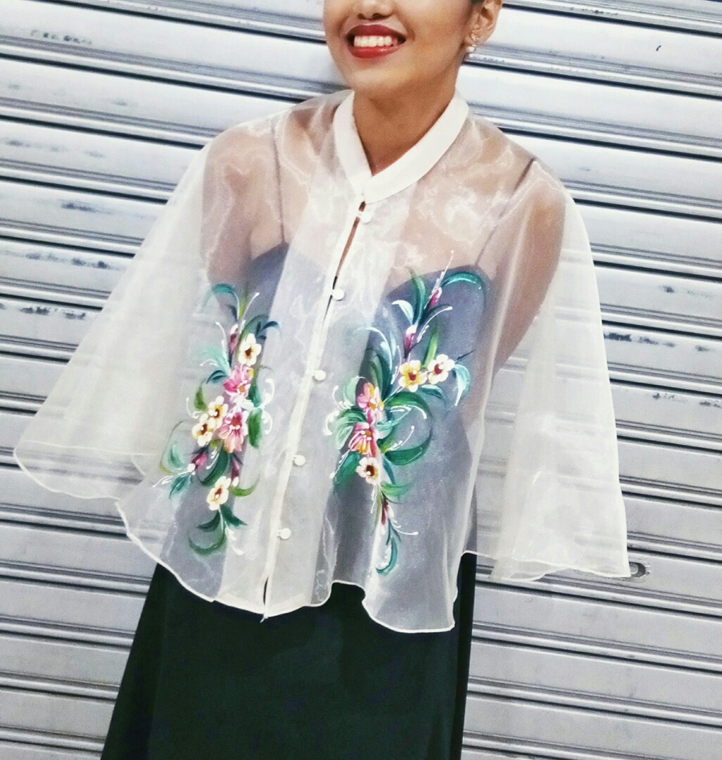 Pre-Loved Modern Filipiniana Top, Women's Fashion, Dresses & Sets ...