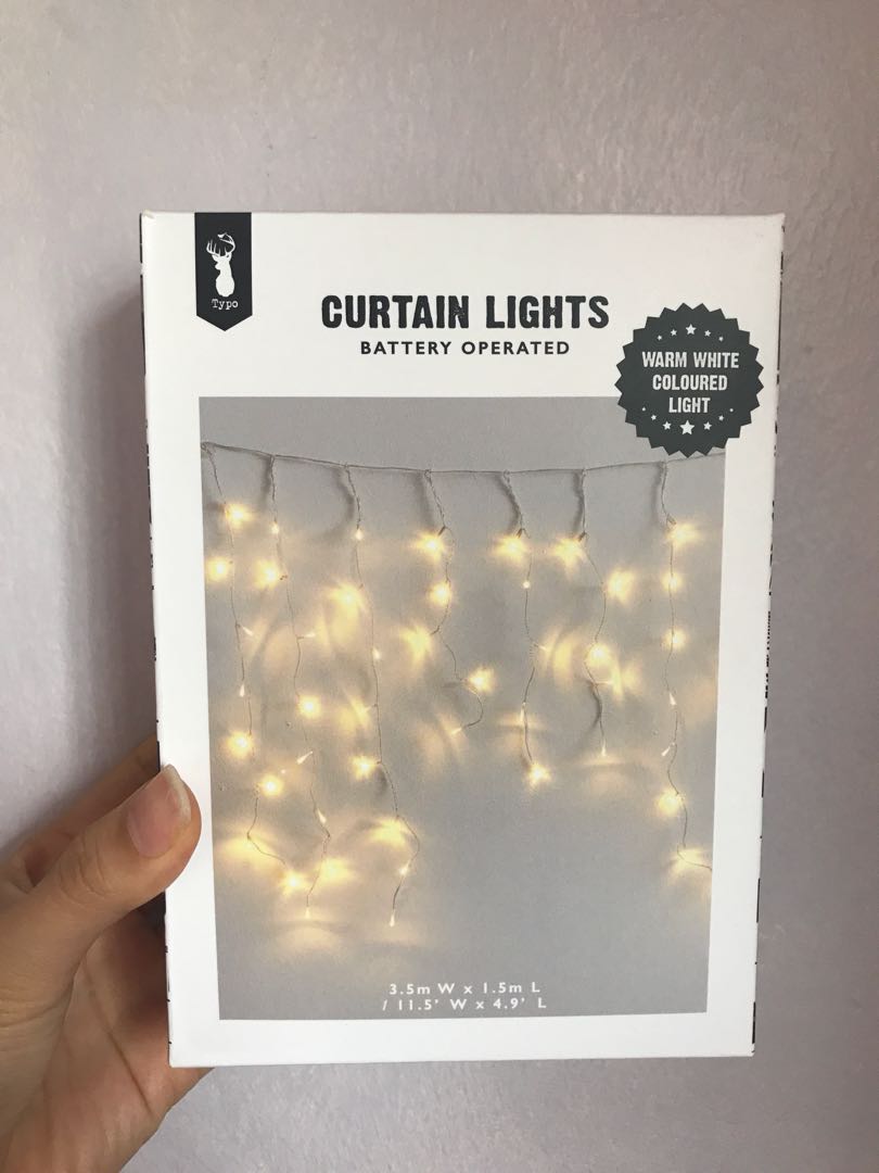 TYPO CURTAIN LIGHTS ( Battery operated), Furniture & Home Living ...