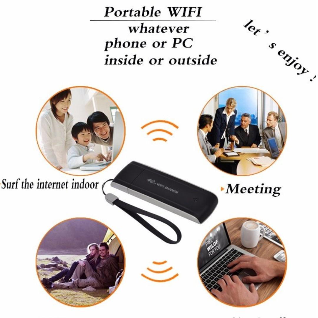 Universal Portable 4G LTE Modem SIM Card LTE USB Wifi Router Dongle ...