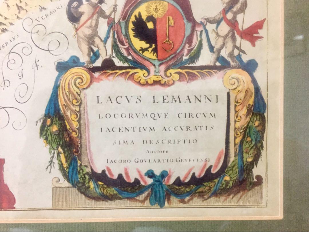 LACUS E LEMANNI - Map of the region around Lake Geneva, Print from 1960 ...