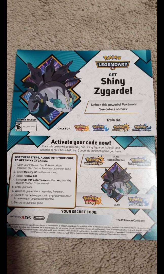 Pokemon Code Shiny Zygarde, Video Gaming, Gaming Accessories, Game Gift ...
