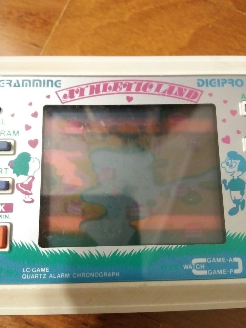 Rare And Vintage 80s Retro Tomy Lcd Game Watch Programing Digipro Athletic Land Handheld Game