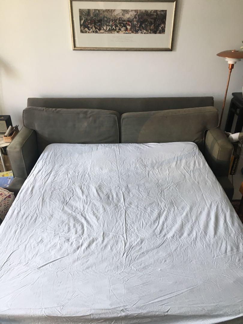 Rare olive green Crate and Barrel pullout sleeper sofa, Furniture & Home Living, Furniture ...