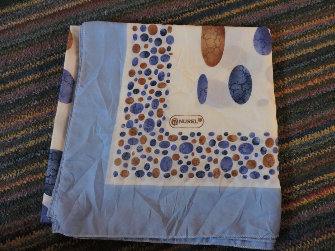 Vintage NUREL Silk Scarf, Fesyen Wanita, Aksesoris di Carousell