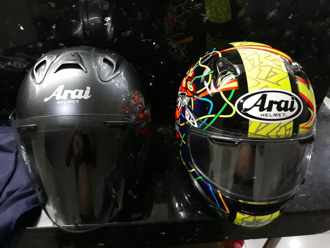 Arai abraham LARGE & ram 3 MED, Motorbikes on Carousell