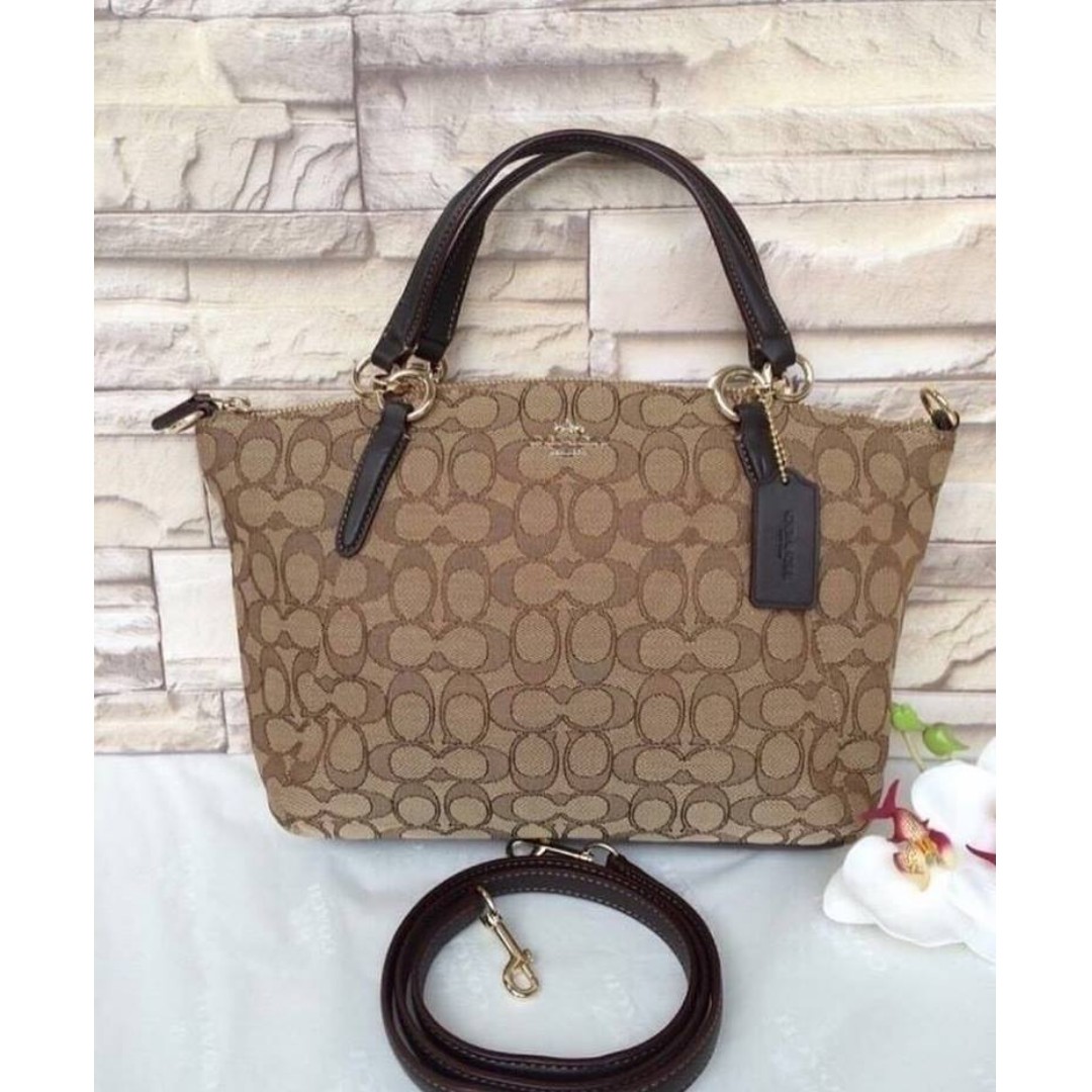 Authentic Coach Small Kelsey Satchel in Signature Brown - F36625, Women ...