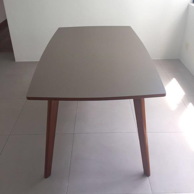 Original Vintage Solid Teak Wood Table With Formica Top, Furniture ...