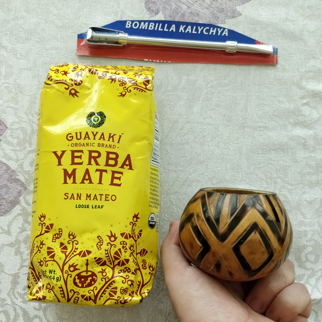 Yerba Mate Kit: mate gourd (cup) + straw (bombilla) + yerba mate ...