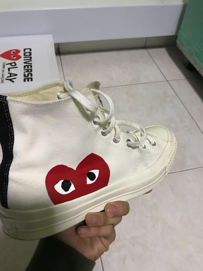 (current bid $155) CDG X Converse High Cut White, Men's Fashion ...