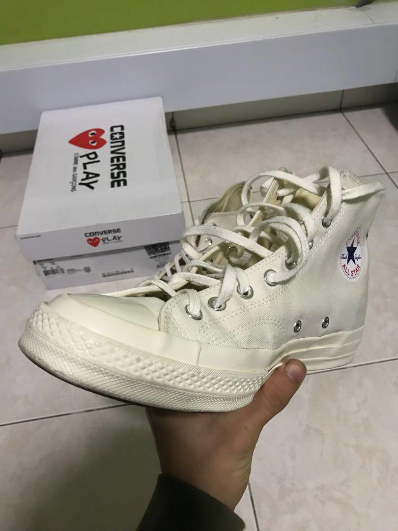 (current bid $155) CDG X Converse High Cut White, Men's Fashion ...